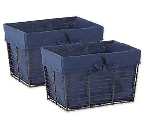 DESIGN IMPORTS S/2 Vintage Chicken Wire Baskets W/liners - One-color