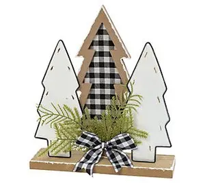 GERSON INTERNATIONAL 12-in H Wood Holiday Trees W/ Pine & Bow Accent Gerson Co - One-color