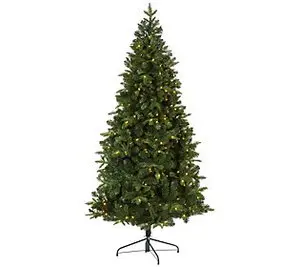 NEARLY NATURAL 7' Lit Spruce Flat Back Christmas Tree Nearl Y Natural - One-color