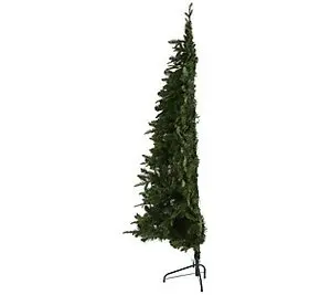 NEARLY NATURAL 7' Lit Spruce Flat Back Christmas Tree Nearl Y Natural