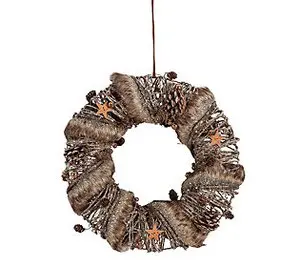 GALLERIE II Large Fur Trim Wreath - One-color