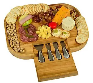 PICNIC AT ASCOT Deluxe Cheese Board With Cracke R Rim & Tools - One-color