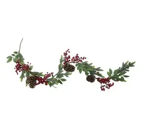 NORTHLIGHT 5' X 4.75' Berries & Pinecones Faux Arland - One-color