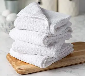 DESIGN IMPORTS Set Of 4 Solid Waffle Terry Kitc Hen Towels