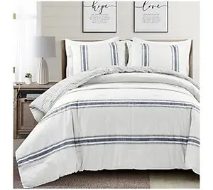 LUSH DECOR Farmhouse Stripe 3-piece King Comforter Set By - One-color