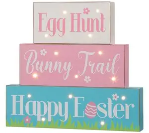 GLITZHOME Easter Led Lighted Stacking Block Tab Le Decor - One-color