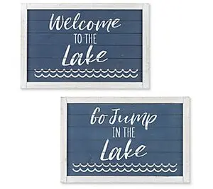GERSON INTERNATIONAL Set Of 2 23.63' Long Wooden Lake-themed Signs B Y Gerson Co - One-color