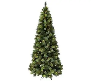 PULEO INTERNATIONAL 7.5' Prelit Slim Portsmouth Pine Tree - One-color