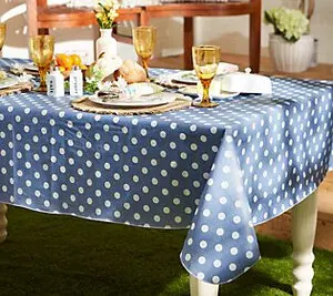 DESIGN IMPORTS 70' Round Polka Dot Vinyl Tablec Loth - One-color