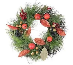 NORTHLIGHT 24' Harvest Mixed Berry Pine And Nut Fall Wreath - One-color