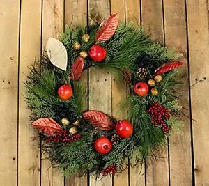 NORTHLIGHT 24' Harvest Mixed Berry Pine And Nut Fall Wreath