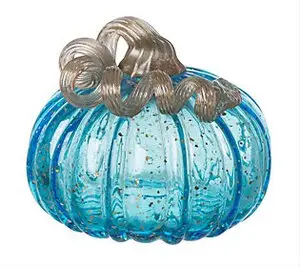 GLITZHOME Small Glass Decorative Indoor Pumpkin W/ Curled Stem - One-color