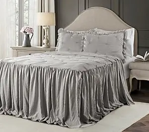 LUSH DECOR Ravello Pintuck Ruffle Skirt 3-pc Qn Bedspread By - One-color