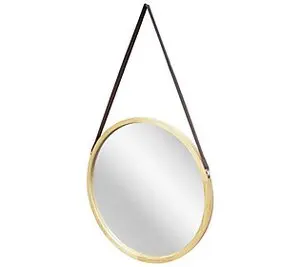 INFINITY Instruments 18' Round Wall Mirror, Lig Ht Wood Frame