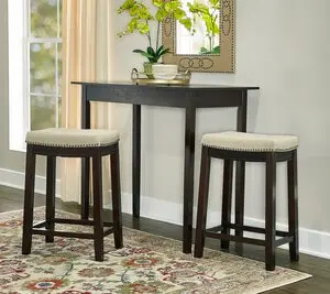 LINON Home Harper Walnut Backless Fabric Top Co Nter Stool