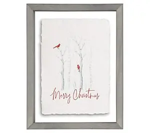 SINCERE SURROUNDINGS Merry Christmas Cardinals Floating Frame Art - One-color
