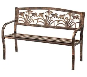 EVERGREEN Metal Coneflower Bench By - One-color