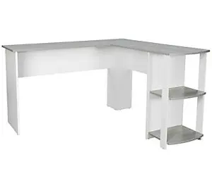 TECHNI MOBILI Modern L-shaped Computer Desk Wit H Side Shelves - One-color