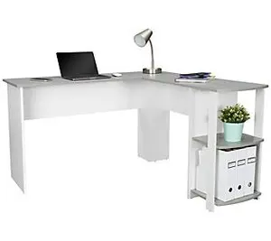 TECHNI MOBILI Modern L-shaped Computer Desk Wit H Side Shelves