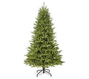 PULEO INTERNATIONAL Puleo Pre-lit 7.5' Fraser Fir Artificial Christ As Tree - One-color
