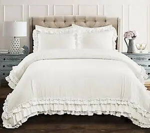 LUSH DECOR Ella Shabby Chic Ruffle Lace 3-piece Full/queen Comforter Set - One-color