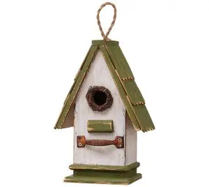 GLITZHOME Alpine Villiage Garden Shingled Birdh Ouse - One-color