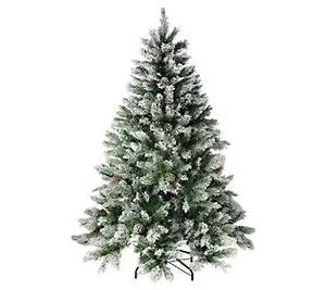 NORTHLIGHT Flocked Angel Pine Artificial Christ Mas Tree - One-color