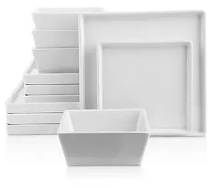STONE + LAIN Grace 12-piece Stoneware Square Di Nnerware Set - One-color