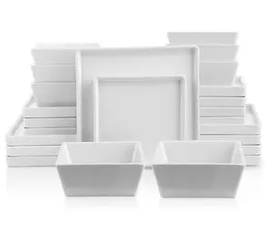 STONE + LAIN Grace 24-piece Stoneware Square Di Nnerware Set