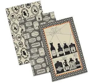 DESIGN IMPORTS Set Of 3 Hocus Pocus Print Kitch En Towels - One-color