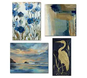 COURTSIDE MARKET Blue & Gold Ii 4-piece Canvas Set - One-color