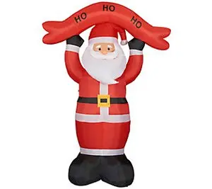 FRASER HILL FARM 10-ft. Tall Santa Holding Ho H Ho Sign, Outd - One-color