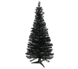 NORTHLIGHT Slim Black Tinsel Artificial Christm As Tree Unlit - One-color
