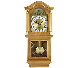 BEDFORD CLOCK COLLECTION Bedford Clock Classic 26' Oak Finish Chiming Wa Ll Clock - One-color