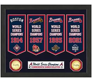 HIGHLAND MINT Atlanta Braves Four-time Champ Banner Frame - One-color