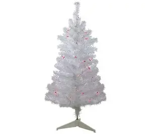 NORTHLIGHT 3' White Iridescent Pine Slim Faux T Ree-pink Lights - One-color