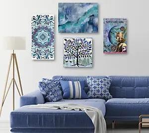 COURTSIDE MARKET Boho Blue 4-piece Canvas Set - One-color