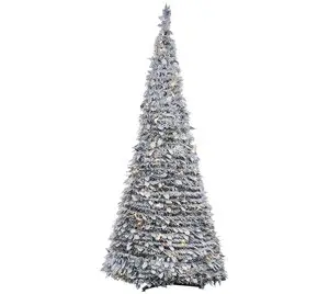 GERSON INTERNATIONAL 6-foot High Pop-up Pre-lit Flocked Pine Tree Gerson Co - One-color