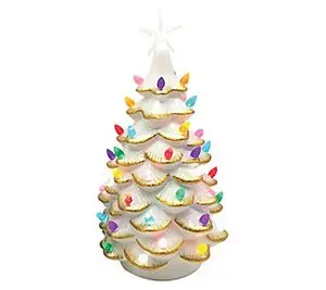 SANTA'S WORKSHOP 14' Led Lighted Ceramic Tree W /gold Tips - One-color
