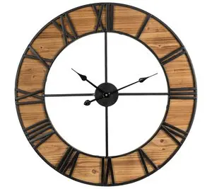 GLITZHOME Rustic Modern Roman Numeral Cut Out W All Clock - One-color