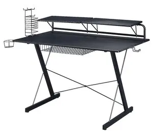 TECHNI SPORT Carbon Gaming Desk With Shelves - One-color