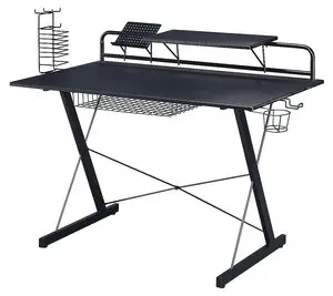 TECHNI SPORT Carbon Gaming Desk With Shelves
