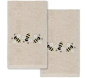 LINUM HOME TEXTILES Bee Dance Embroidered 2-p C Hand Towels - One-color