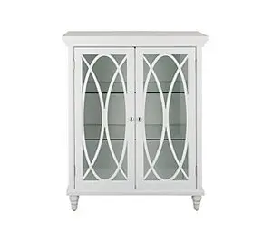 TEAMSON Florence Double Door Floor Cabinet, 2 Adjustabl E Glass Shelve - One-color