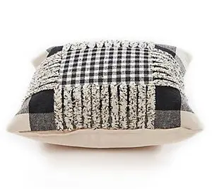 OX BAY TRADING CO. Ox Bay Trading & Supply Co. Black/white Checked Pillow