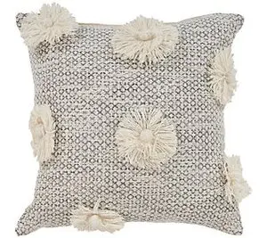 OX BAY TRADING CO. Ox Bay Trading & Supply Co. Gray Pillow With Ya Rn Accents - One-color