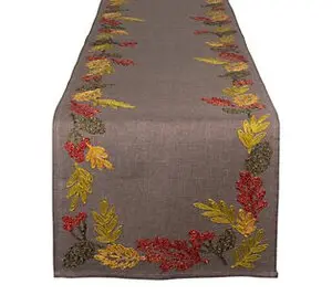 DESIGN IMPORTS 14' X 108' Shimmering Leaves Tab E Runner - One-color