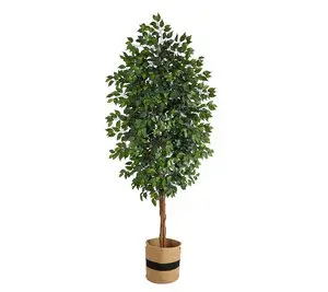 NEARLY NATURAL 8' Ficus Cotton Planter - One-color