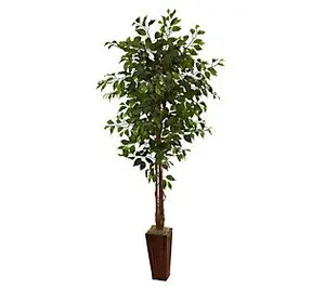 NEARLY NATURAL 6' Ficus Tree W/bamboo Planter - One-color