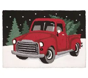 VALERIE PARR HILL Snow Truck Hooked 2x3 Rug Valerie - One-color